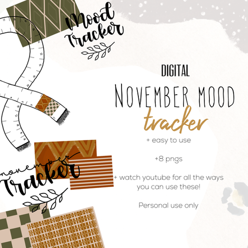 November Mood Tracker Digital Stickers | Breezyorganization