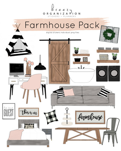 Farmhouse Digital Stickers | Breezyorganization