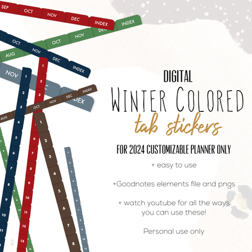Winter Colored Tabs for 2024 CUSTOMIZABLE Planners | Breezyorganization