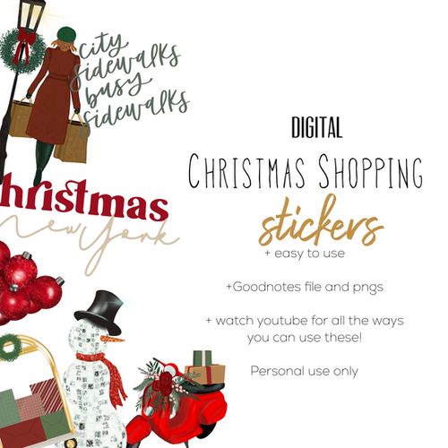 Christmas Shopping Digital Stickers | Breezyorganization