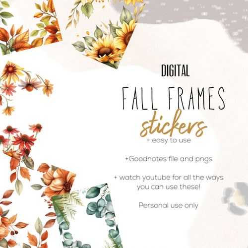 Fall Frames 24 digital stickers | Digital planning | Breezyorganization