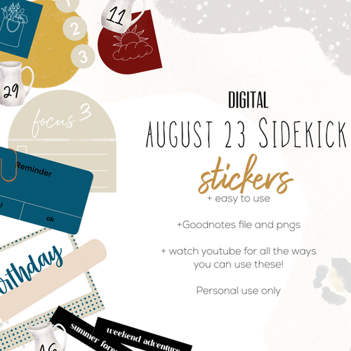 August 2023 Sidekick Stickers | Breezyorganization