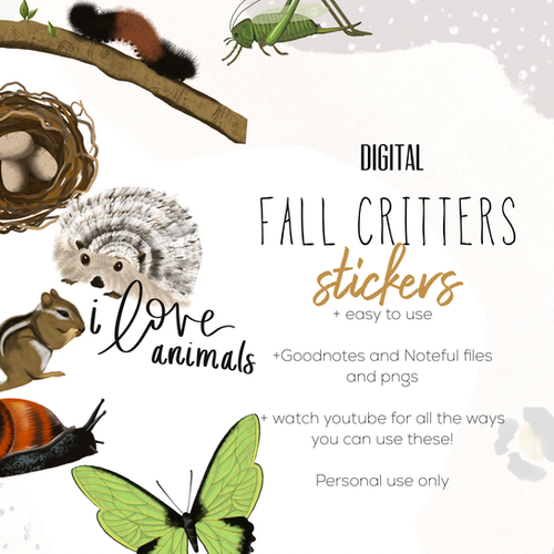 Fall Critters Stickers | Stickers for Goodnotes and Noteful | Fun ...