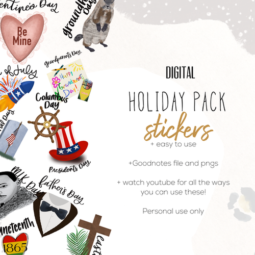 Holiday Pack 25 digital stickers | Breezyorganization