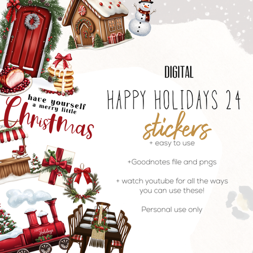 Happy Holidays 24 digital stickers | Breezyorganization