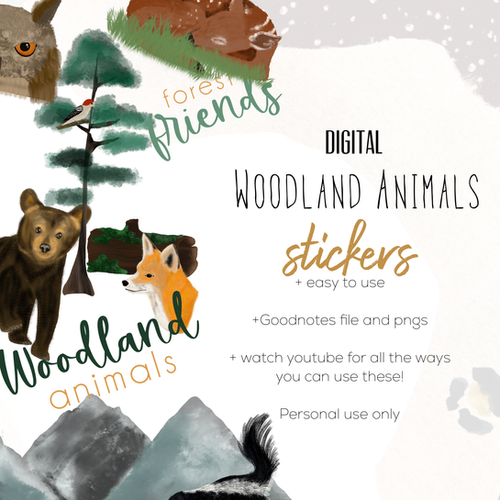 Woodland Animal Digital Stickers | Breezyorganization
