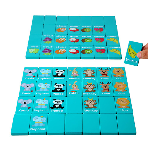 Wooden Memory Matching Game | Animal & Fruit Pairs Tile Toy ...