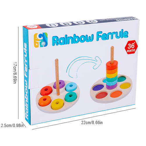 Wooden Rainbow Color Sorting Stacker | Montessori Toys