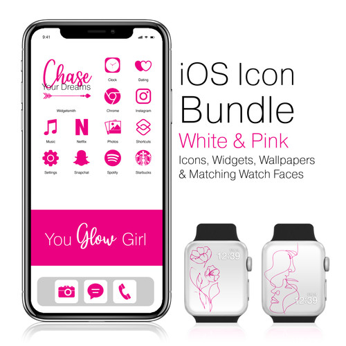 White & Pink iPhone App Icon Bundle | iMaddBox