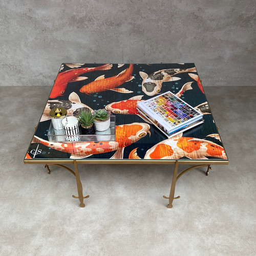 Fish coffee table with Glass Top | home