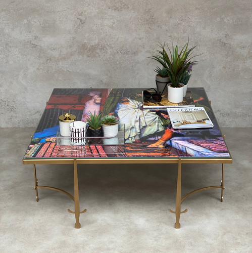 Roman Emperor Terzo Frame Coffee Table with Glass Top | home