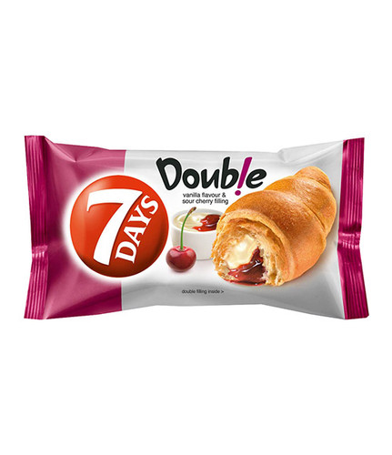 Delicious 7 Days Double Croissant with Vanilla & Sour Cherry Filling