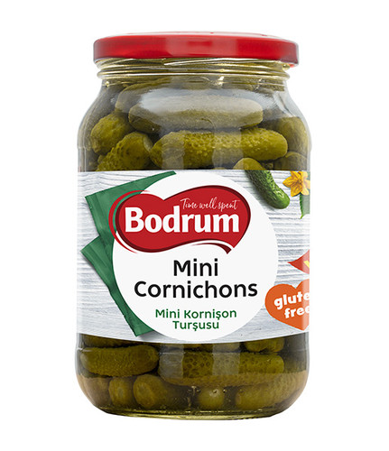 Bodrum Mini Cornichons: Tart & Crunchy Pickles | 480g Jar