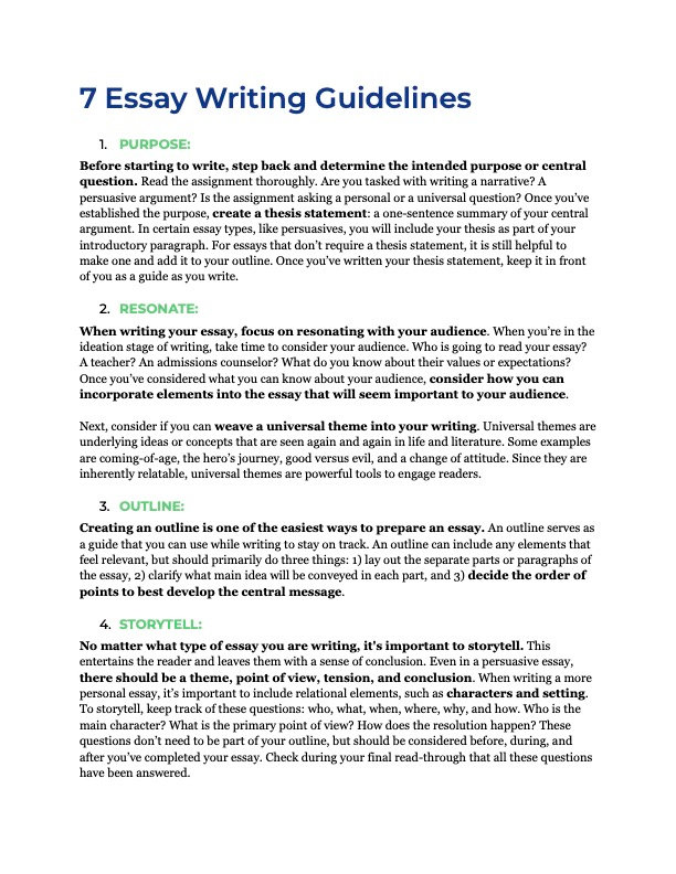 7 Essay Writing Guidelines | Spokes on a Wheel
