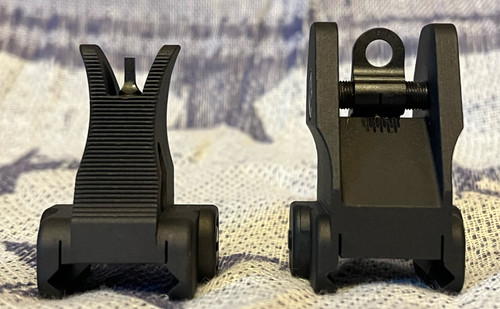 TROY Fixed Iron Sight Set M4 Front / Round Rear Black | T&T Gunworks