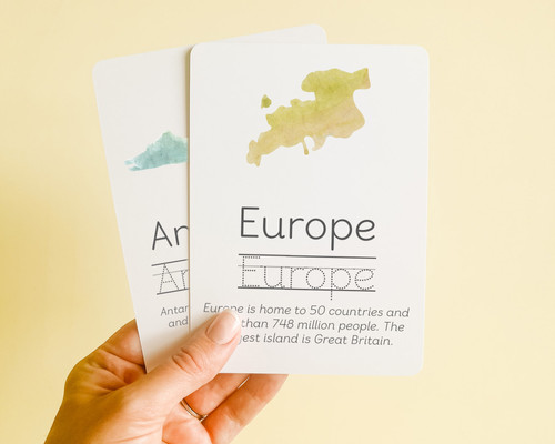 Continents Flashcards | Everyday Messyplay