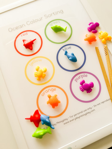Ocean Colour Sorting - Light Box Sheet | Everyday Messyplay