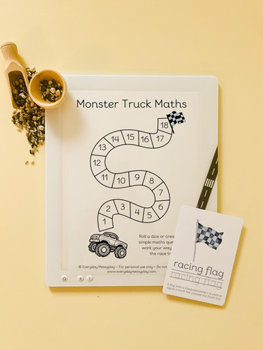 Monster Truck Maths Light Box Sheet | Everyday Messyplay