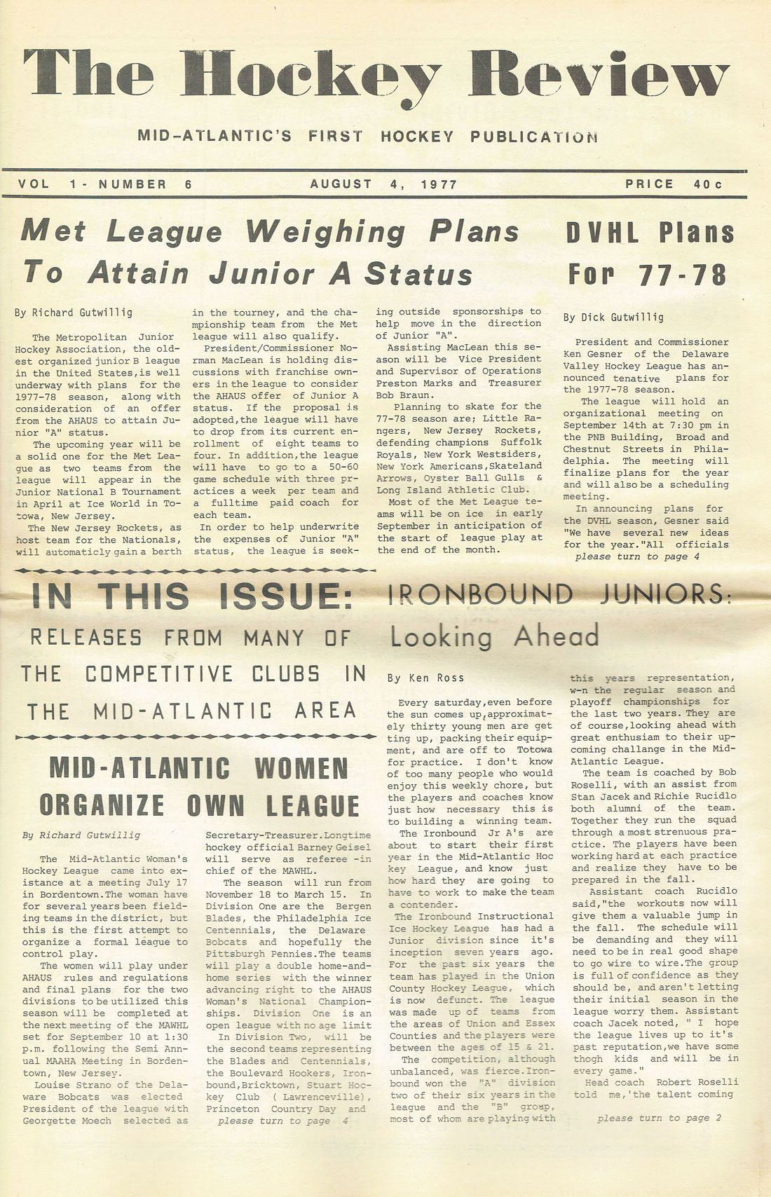 1977 The Hockey Review - Vol 1 - Number 6 | NJ Hockey History