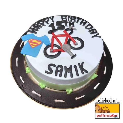 (975) Cyclist Theme Cake | puffsncakes.com | 1140/-