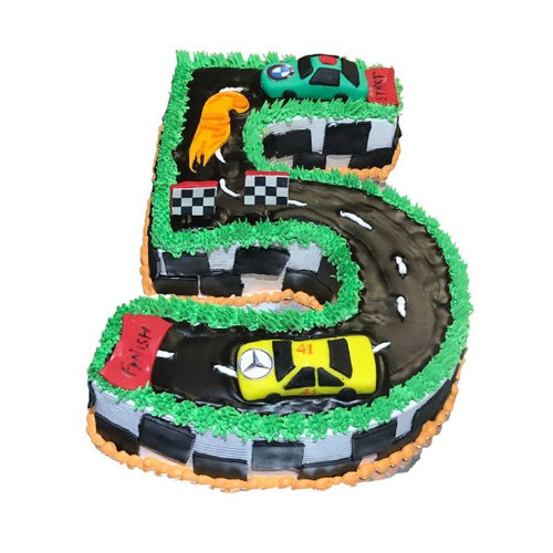 (718) Number Shape Cars Theme Cake | puffsncakes.com | 3250/-