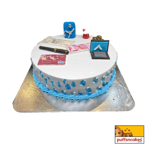(783) Banker Theme Semi Fondant Cake | puffsncakes.com | 1220/-