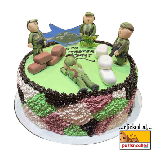 (1200) Indian Army Soldier Theme Semi Fondant Cake | puffsncakes.com ...