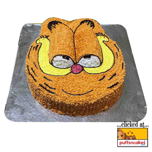 (1046) Garfield Theme Cream Cake | puffsncakes.com | 1140/-