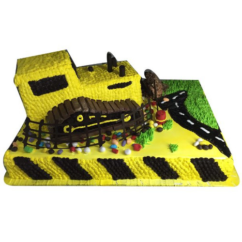 (477) JCB Construction Theme Cream Cake | puffsncakes.com | 4140/-