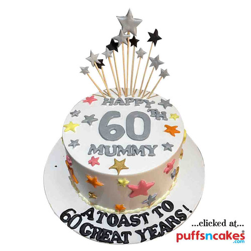 (2031) 60th Sixtieth Birthday Number Theme Cream Cake | puffsncakes.com ...