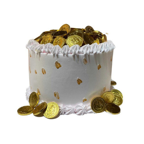 (733) Choco Gold Coins Theme Cake | puffsncakes.com | 1300/-