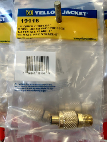 YELLOW JACKET - 4814M - 1/4" - Quick Coupler w/ Depressor - (19116)