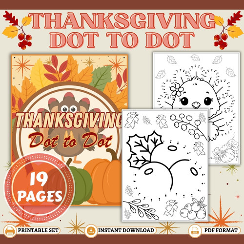 Thanksgiving Dot-to-Dot Printable Pack | DIYvinci