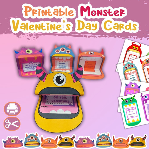 Printable Monster Valentine's Day Cards | DIYvinci
