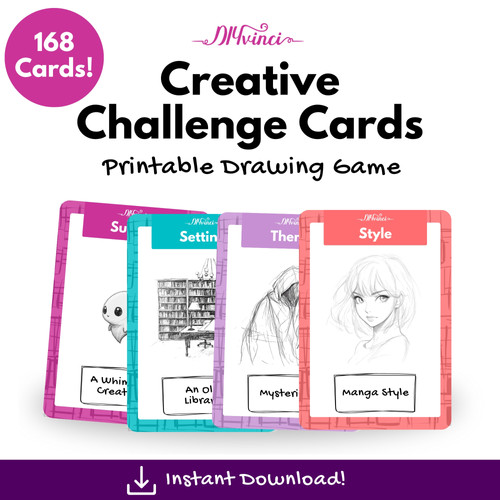 Printable Drawing Game: Creative Challenge Cards for Kids & Adults ...