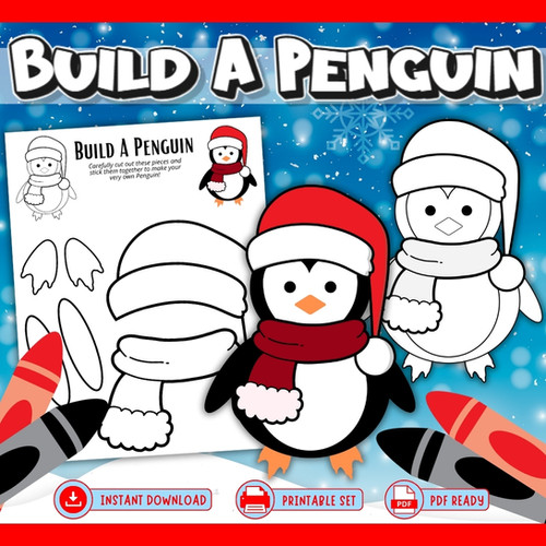 Build-A-Penguin Printable Craft – Winter Cut & Assemble Activity | DIYvinci