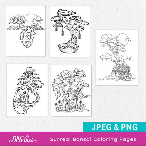 5 Printable Surreal Bonsai Coloring Pages - JPEG, PNG - Personal ...