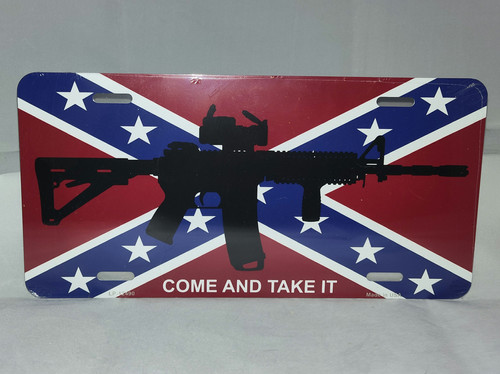 Come and Take It Rebel Flag Licence Plate | Webster Confederate