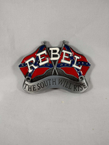 Rebel The South Will Rise Belt Buckle | Webster Confederate