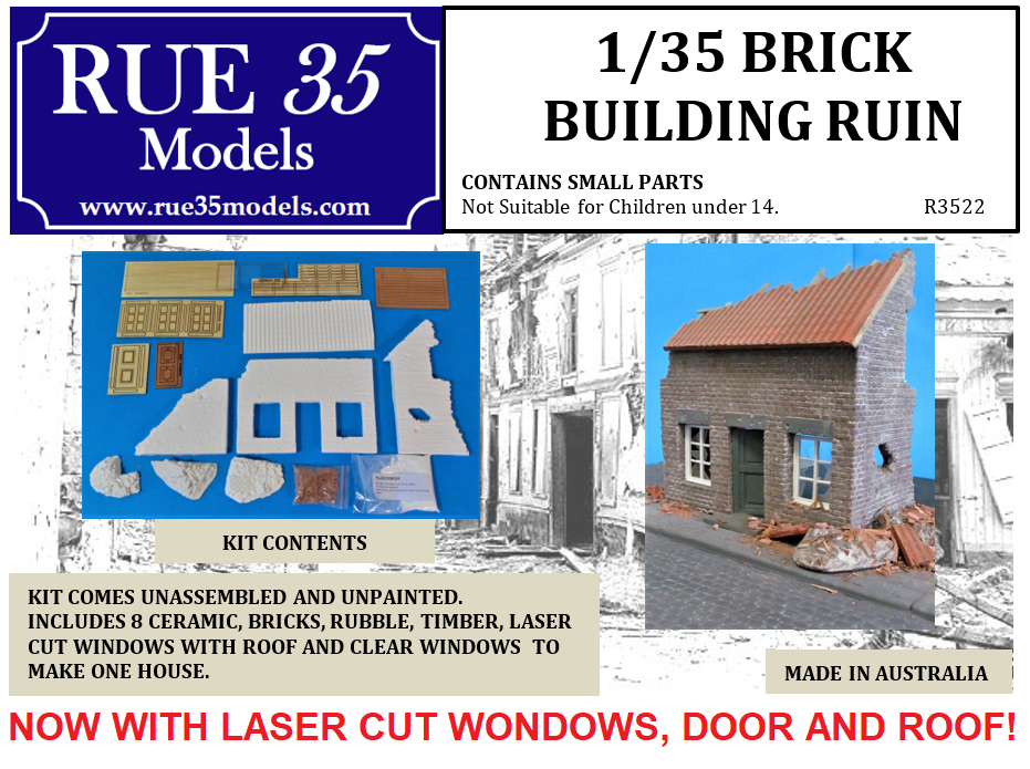 1/35 BRICK HOUSE RUIN | Rue 35 Models