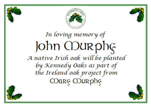 In Memory of Certificate | Kennedy Oaks