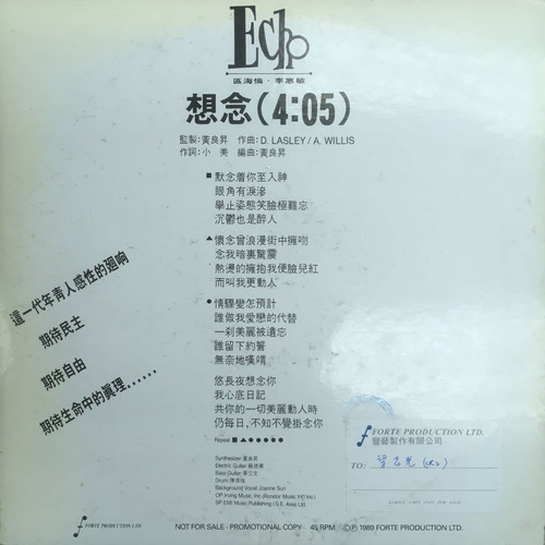 Echo 區海倫、李惠敏 想念 白版 | 港膠所 Vinyl HK