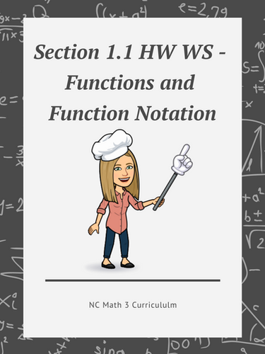 NC Math 3: Section 1.1 HW WS: Functions & Function Notation | Mrs T's Math Recipes