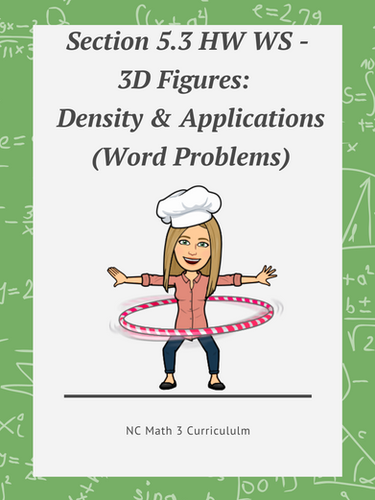 NC Math 3: Section 5.3 HW WS - Density and (Volume) Applications | Mrs ...