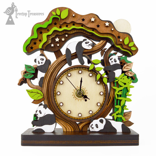 Panda Family Mantel Clock | treetoptreasures