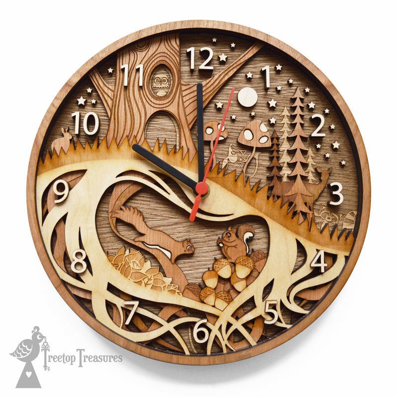 Personalised Layered Woodland Clock | treetoptreasures