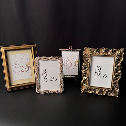 Gold Picture Frames with Printed Numbers on Cardstock - Mixed Frames ...