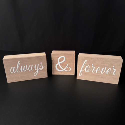 Wood 'Always & Forever' Set of 3 Blocks Signage | Weddings With Nikki