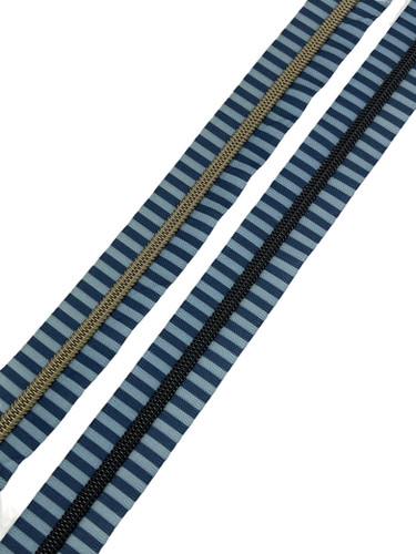 #5 Nylon Zipper Tape BLISSFUL BLUE WIDE STRIPED | GeorgiaGirlStitches