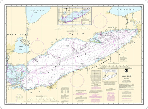 Nautical Chart 14820 'Lake Erie' Placemat | Pickering Company